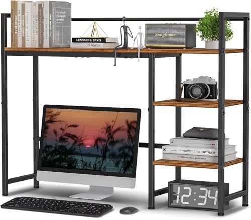 Desk Shelf Organizer, Desk Hutch for Computer Monitor, 4 Tier Desktop ...
