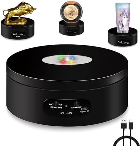 Amazon.com: YVV LED Rotating Display Stand, Lighted Base-Crystal Glass ...