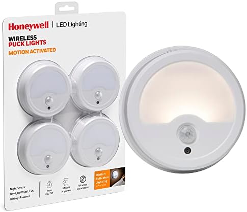 Honeywell Wireless Motion Activated Puck Lights, Mountable, Battery ...