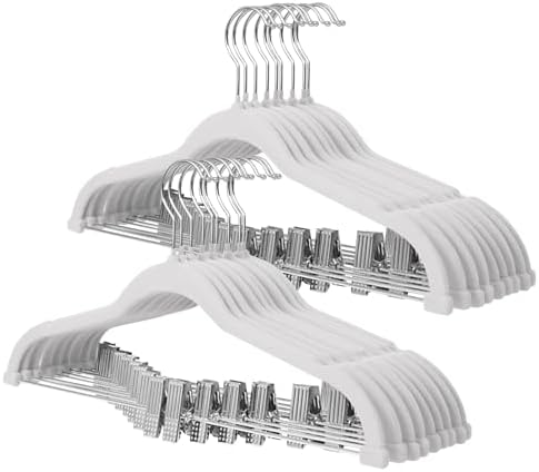 Amazon.com: ManGotree Pants Hangers with Movable Clips, Non-Slip Velvet ...