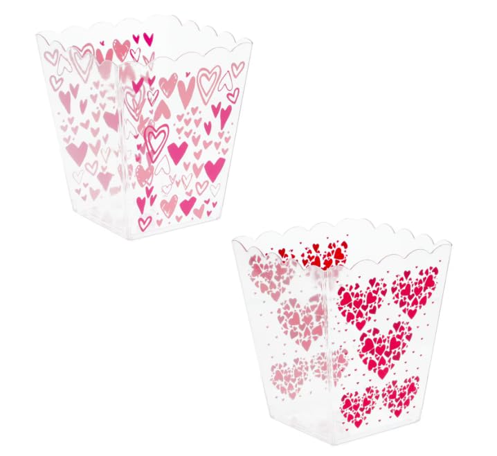 Amazon.com: AJS - Greenbrier Valentine's Day Pink Heart Popcorn Buckets ...