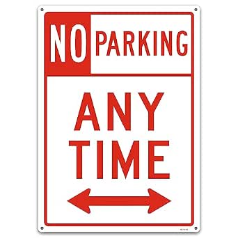 Amazon.com: Brimar No Parking Any Time Signs - 10"x14" -Weatherproof ...