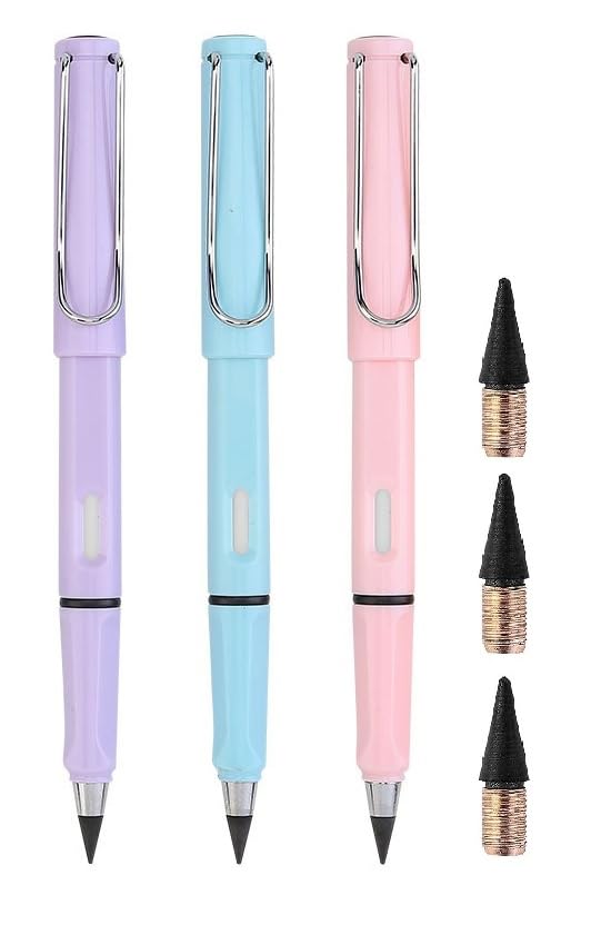 Alexvyan 3 Pcs Eternity Pencils with Eraser (3 Graphite Nib Extra ...