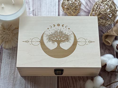 Amazon.com: Crescent Moon Box, Wooden Box, Storage Gift, Moon Phase Box ...