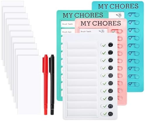 Amazon.com: 4 Pieces Blank Chore Chart for Kids Plastic Checklist Board ...