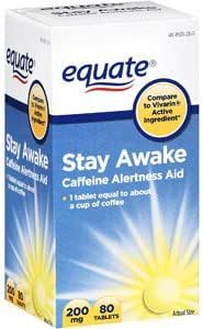 Amazon.com: Equate Stay Awake Caffeine Alertness Aid, 80 Tablets, 200 ...