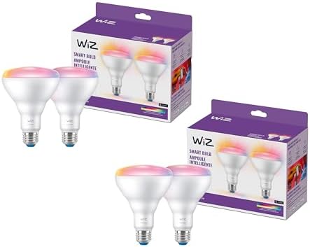 WiZ Connected 65W BR30 LED Smart Light Bulbs - 4 Pack - Connects to ...
