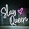 FAXFSIGN Slay Queen Neon Sign Pink White LED Neon Light Up Signs for ...
