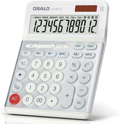 OSALO Desktop Calculators VAT Tax Function Large Display Big Buttons 12 ...