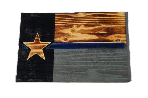 Amazon.com: Rustic Texas Police Thin Blue Line Wooden Flag 18 inches by ...