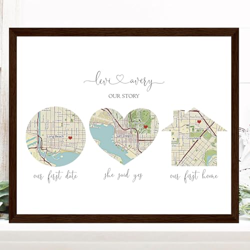 Amazon.com: Custom Map of Your Story - Where We Met Map, Our First Date ...
