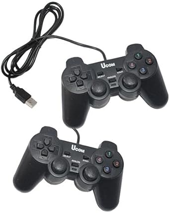 AJT UCOM 2-in-1 PC Dual Shock Twin Joypad Wired USB Gaming Controller ...