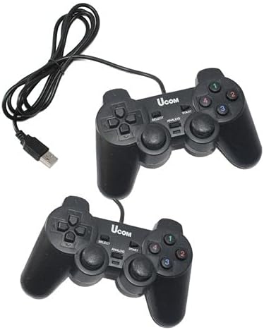 AJT UCOM 2-in-1 PC Dual Shock Twin Joypad Wired USB Gaming Controller ...