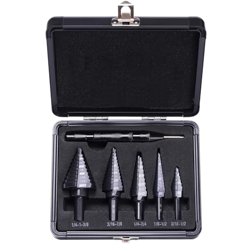 Lichamp Step Drill Bit Set for Metal Sheet Heavy Duty, 5-Piece Premium ...