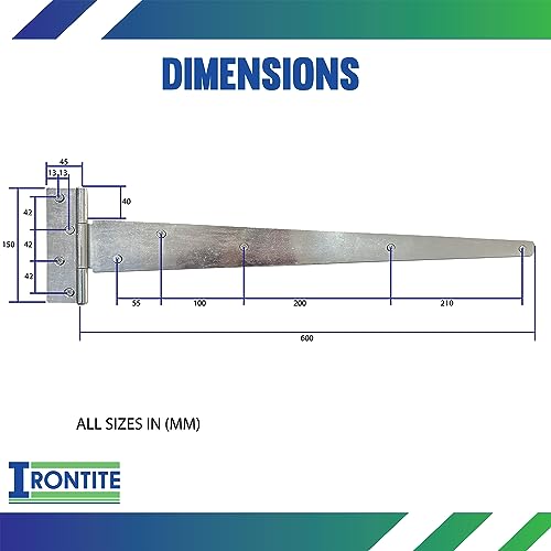 IRONTITE 1 Pair BZP T Hinges 600mm (24), Galvanised Gate Hinges for ...