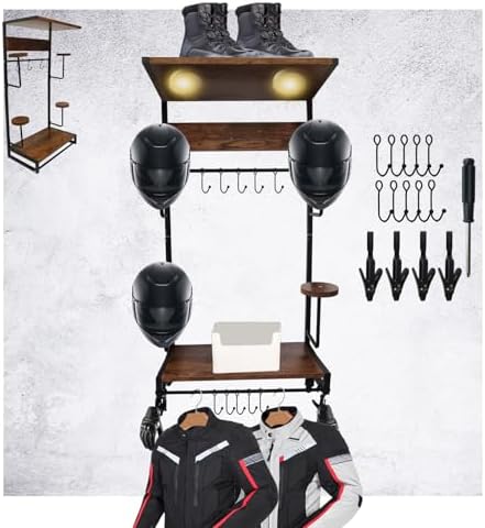 Amazon.com: Motorcycle Helmet Holder Wall Mounted Motorcycle Gear ...