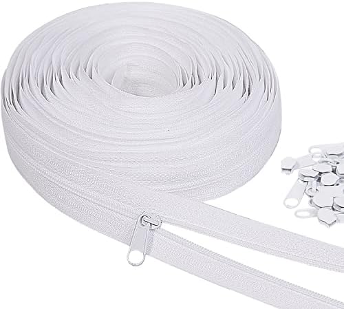 Amazon.com: MiniRed 10Yards White Nylon Coil Zipper by the Yards, #3 ...