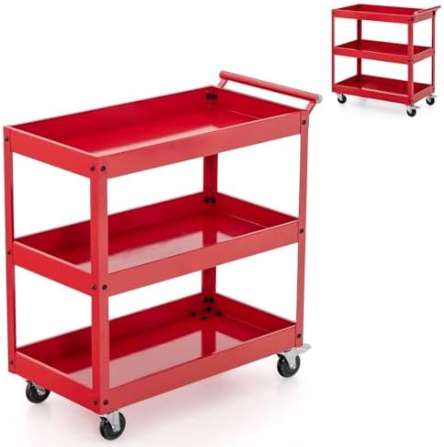 GiantexUK 2/3-Tier Tool Trolley, Metal Frame Utility Service Cart with ...
