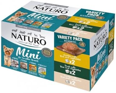Naturo Mini Wet Dog Food Variety Pack, 6 Trays, 150g Each, Chicken ...