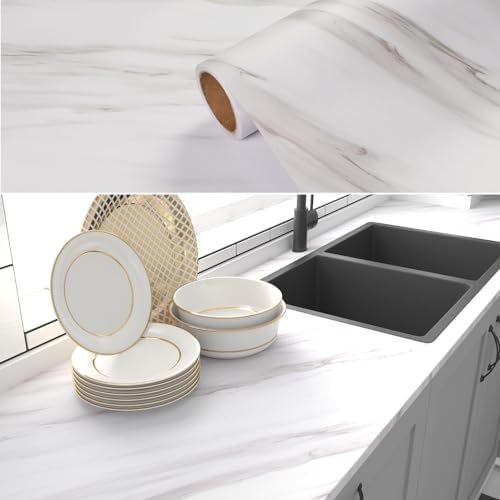 wecreatemore Large Marble Wallpaper Matt Finish, White Sticky Back ...