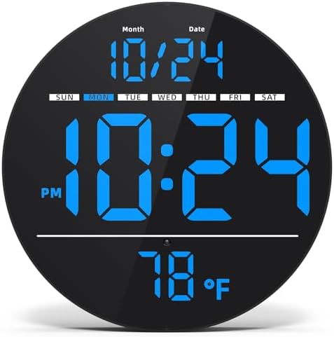 Amazon.com: Digital Wall Clock with Large LED Display, Date ...
