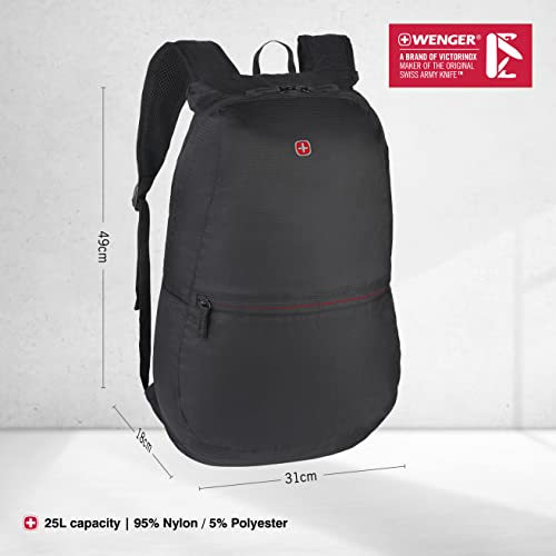 WENGER Packable Backpack in Black, 25L, blend of style & function ...