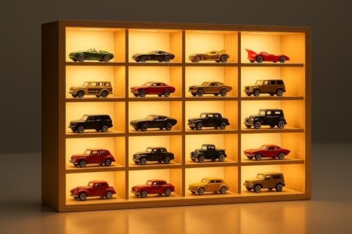 BestofCRAFT Wooden display for cars LED 20-Compartment Die Cast Display ...