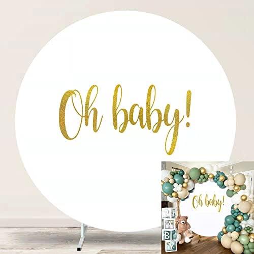 Amazon.com : Jditngp Round Backdrop Cover Oh Baby 7.2ft,White Round ...