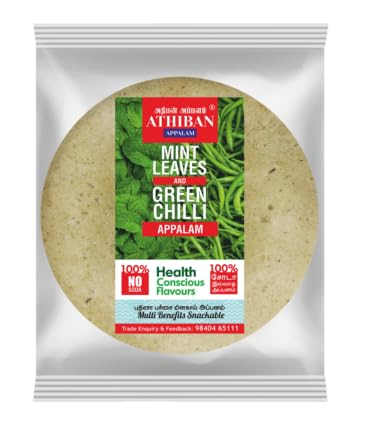 Athiban Appalam 200g Mint & Green Chilli Appalam/Papad| No Soda Added ...