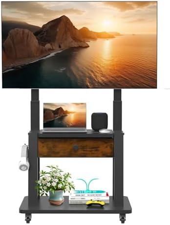 Amazon.com: Rolling TV Stand with Fabric Drawer Storage for 32-75 Inch ...
