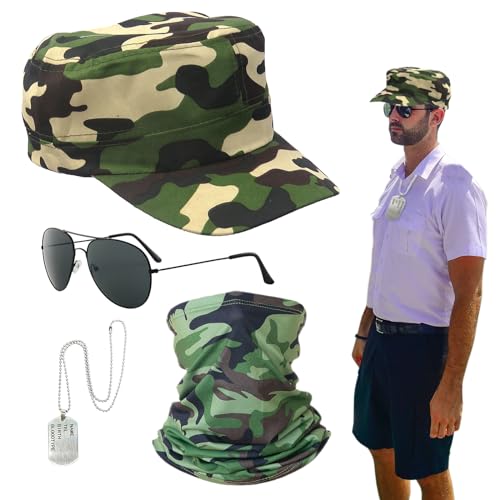 EUPSIIU 4 Pieces Army Camouflage Fancy Dress Set Solider Military ...