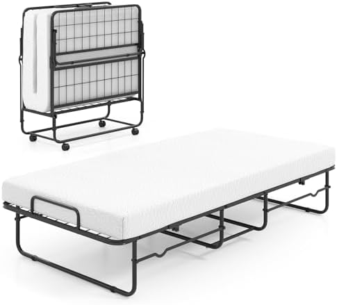 Mutital 200 x 90cm Twin Size Folding Bed for Adults with 13cm+ Mattress ...