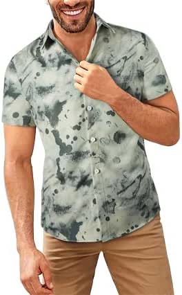 Amazon.com: Men's Matcha One-Piece Shirt Button Shirt Fashion Ink ...