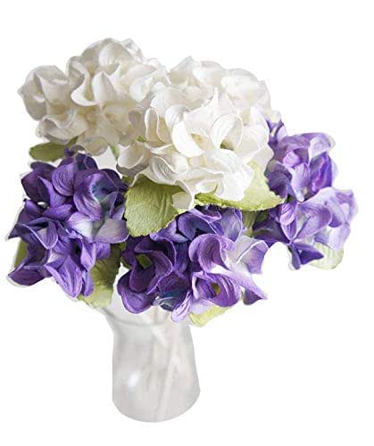 Amazon.com: Violet White Hydrangea Mulberry Paper Flower with Reed ...