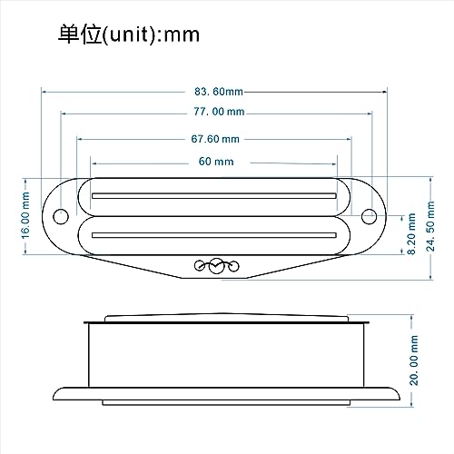 FLEOR Ceramic Hot Rail Single Coil Sized Humbucker Pickup 6~7K for ...