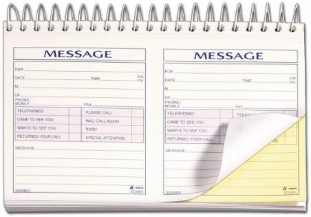 Adams Phone Message Book, 8.5 x 5.25 Inch, Spiral Bound, 2-Part ...