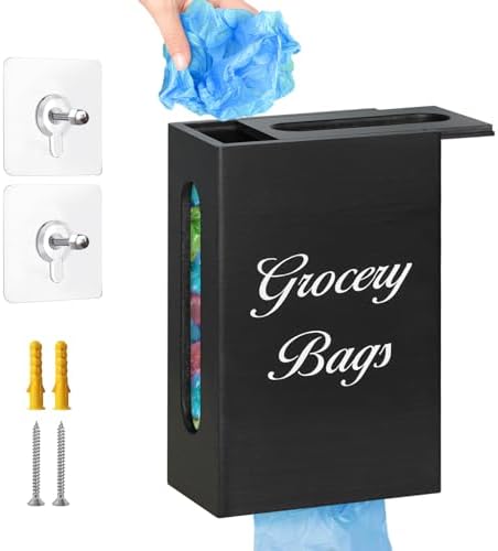 Amazon.com: Grocery Bag Holder Wall Mount, Wood Plastic Bag Holder ...
