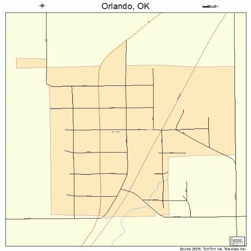 Large Street & Road Map of Orlando, Oklahoma OK - Printed poster size ...