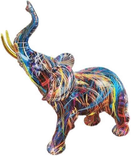 Amazon.com: Colorful Elephant Statue Sculpture Frgurine for Home Office ...