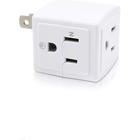 SYCON Adapter Outlet Extender, 2-Prong to 3-Prong Mini Wall Plug, Multi ...