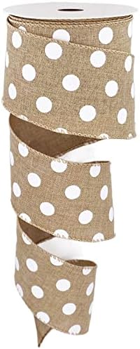 Amazon.com: Leecogo Burlap Ribbon Wired,2 1/2”x10 Yard,White Polka Dots ...