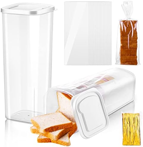 2 Pack Bread Container with Lid, Plastic Bread Loaf Storage Container ...