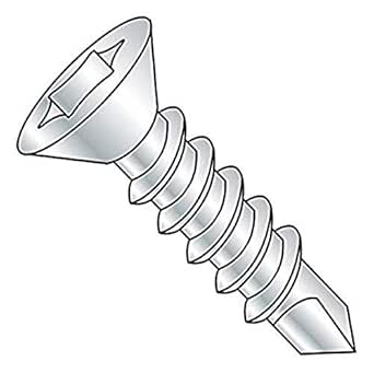 Small Parts 0812KTF Steel Self-Drilling Screw, Zinc Plated Finish, 82 Degree Flat Head, Star ...