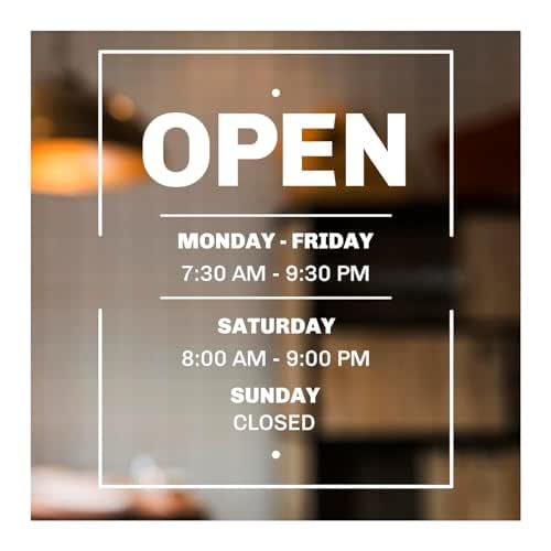 Amazon.com: Business Hours Sign Business Name Vinyl Decal Custom ...