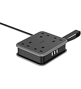 NTONPOWER 4 Way Extension Lead with USB Slots（3 USB-A Ports）, Wall ...