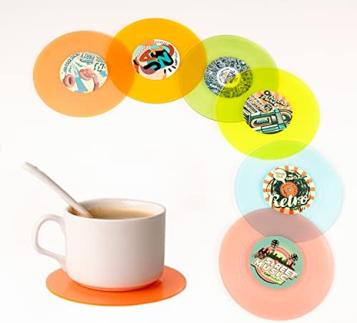 Amazon.com: REDIVA Vinyl Record Coasters with Retro Vinyl Player Holder ...