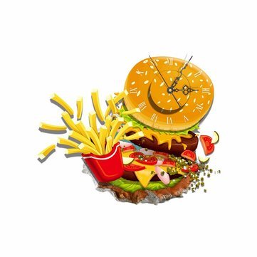 Buy 3D Wall Clock Decals French Fries Chips Wall Sticker Home Canteen ...