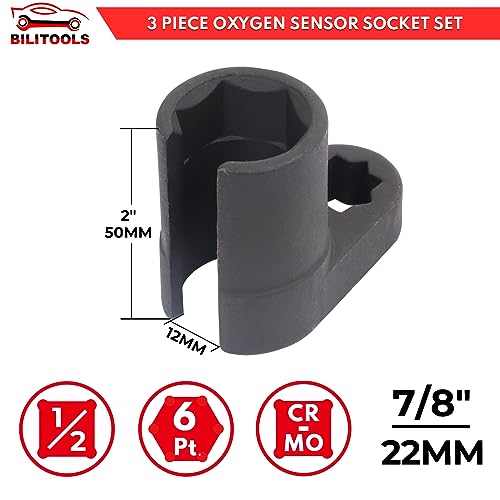 Snapklik.com : BILITOOLS 3-Piece O2 Oxygen Sensor Socket Set, Offset ...