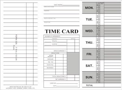 Amazon.com : TCS Form 225 Tri-Fold Weekly Employee Time Cards (1000 ct ...