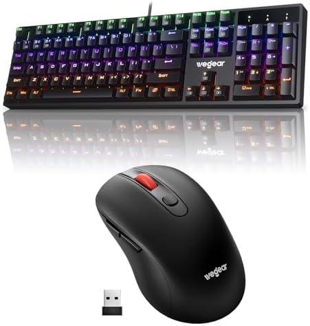 Amazon.com: wegear RGB Mechanical Keyboard and 2.4G USB Mouse Wireless ...